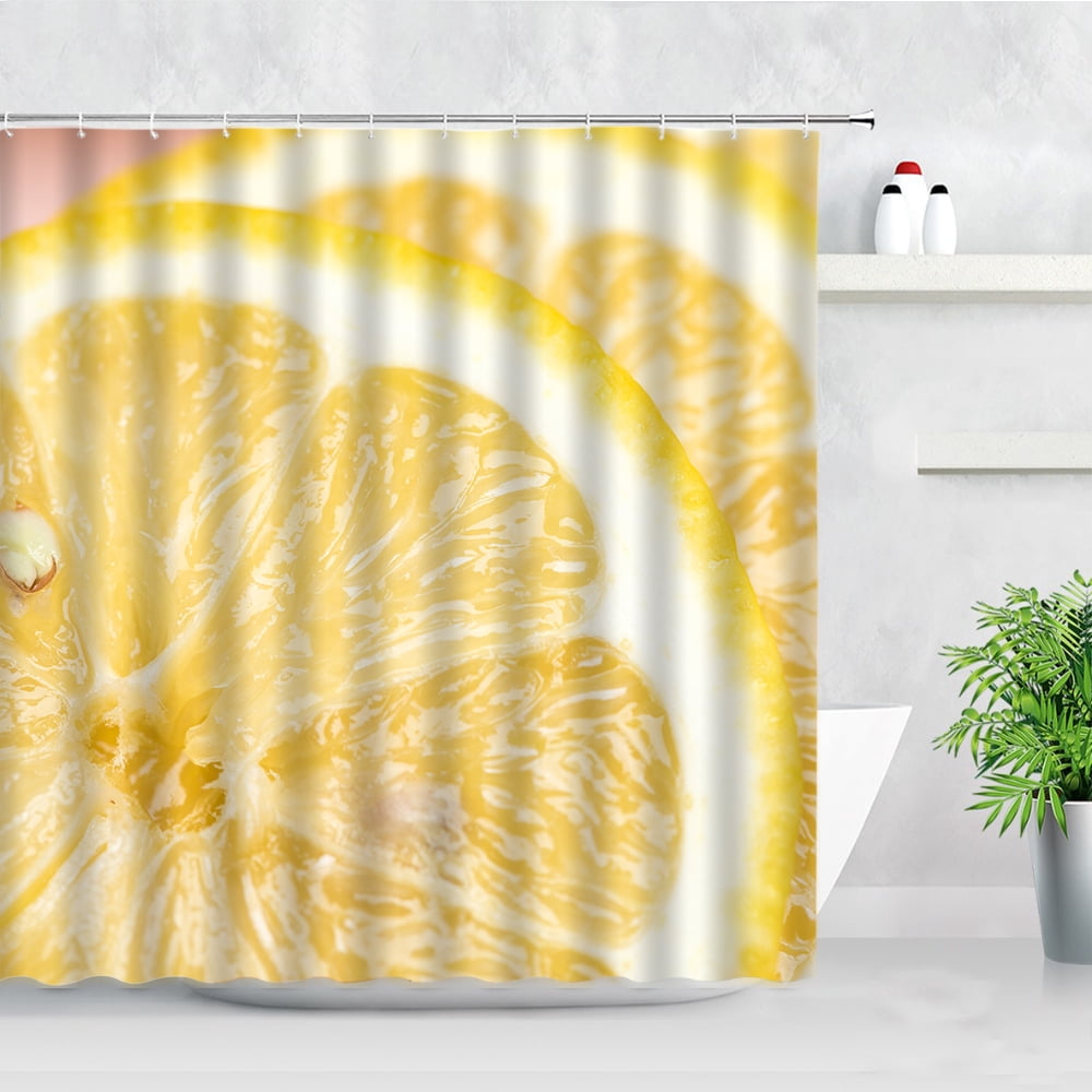Set Curtain Bath Screen Decor Bathroom Printed Peach Cherry Lemon Grape ...