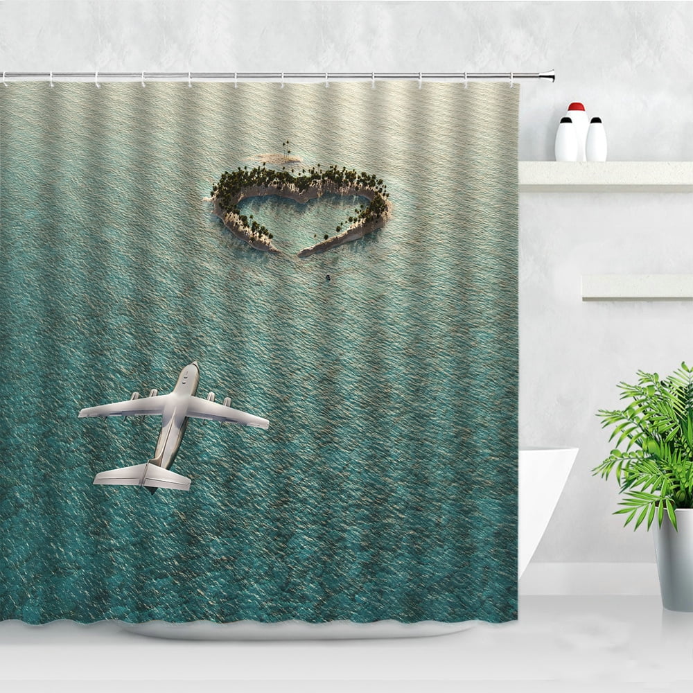 Set Curtain Bathroom Screens Decor Home Modern Scenery Natural Runway ...