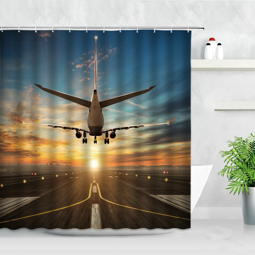 Set Curtain Bathroom Screens Decor Home Modern Scenery Natural Runway ...