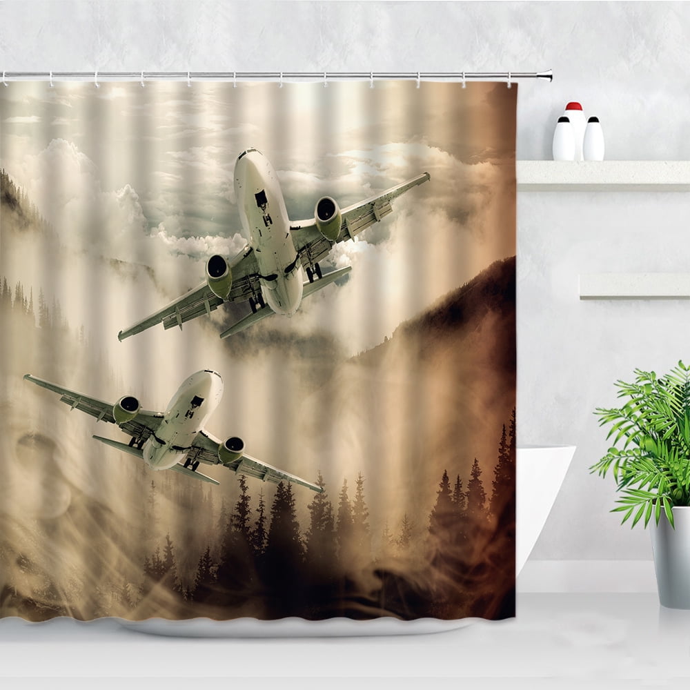 Set Curtain Bathroom Screens Decor Home Modern Scenery Natural Runway ...