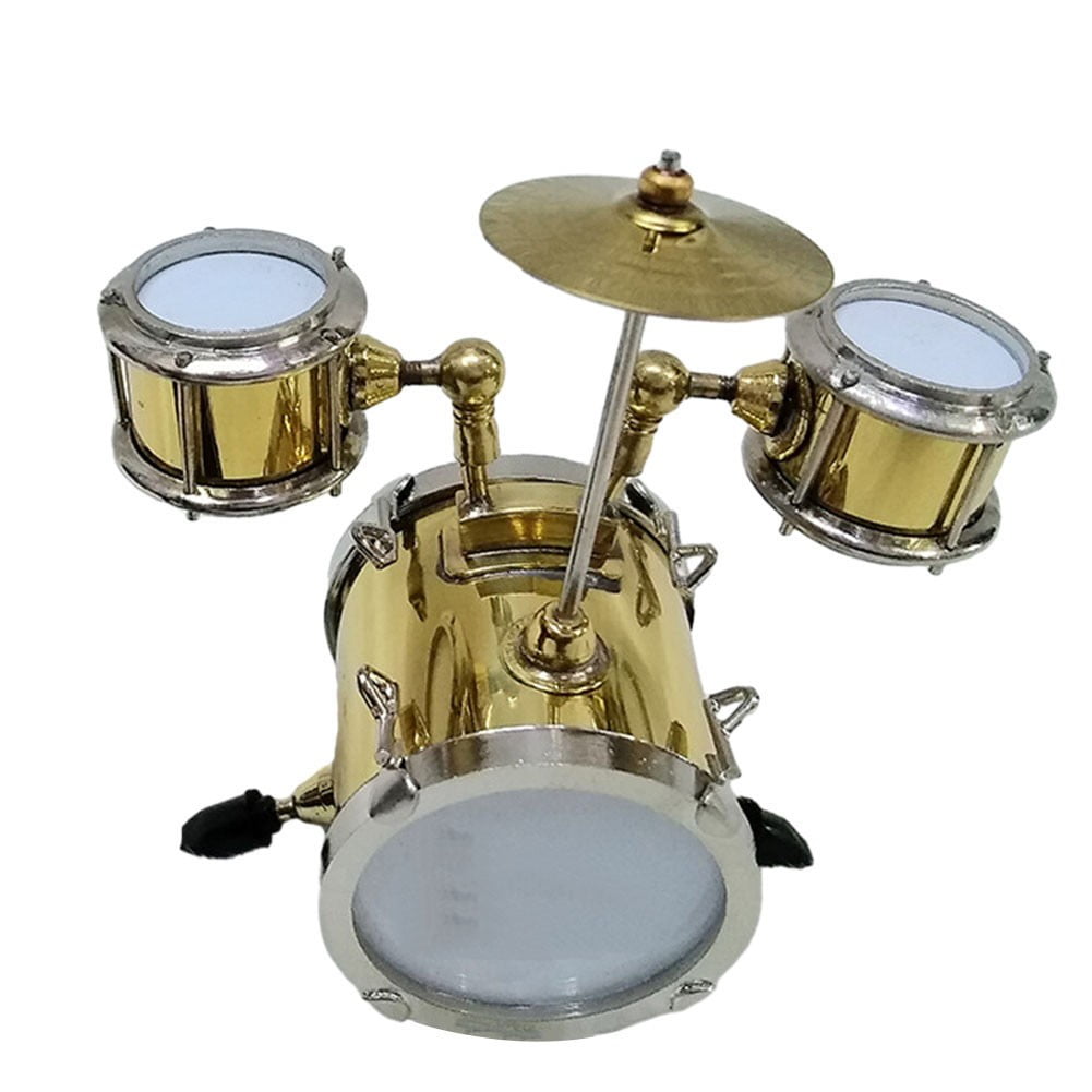 Set Drum Model Set Copper Decoration Drum Set Golden Metal Miniature ...