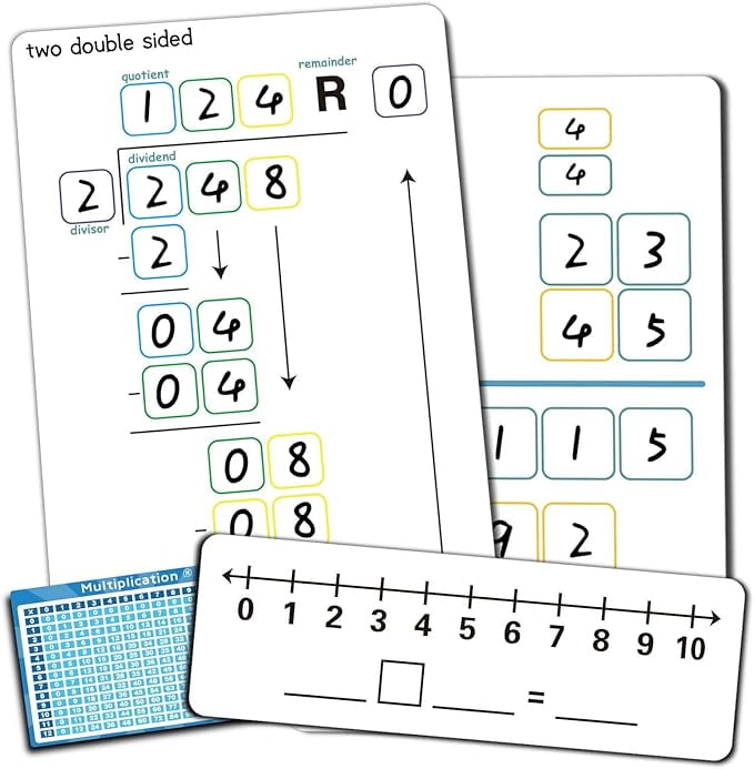 Set of Dry Erase Addition, Subtraction, Multiplication, and Division ...