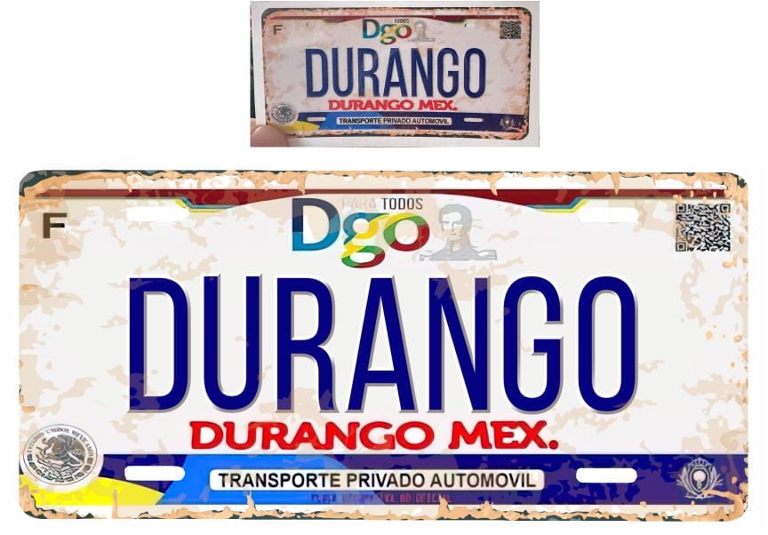 Set Durango Mexico - Aluminum Novelty Vanity Plate Placa Sign 6" x 12 ...