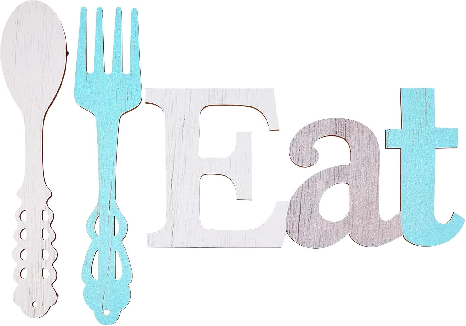 Set of EAT Sign Fork and Spoon Wall Decor Rustic Wood Kitchen ...