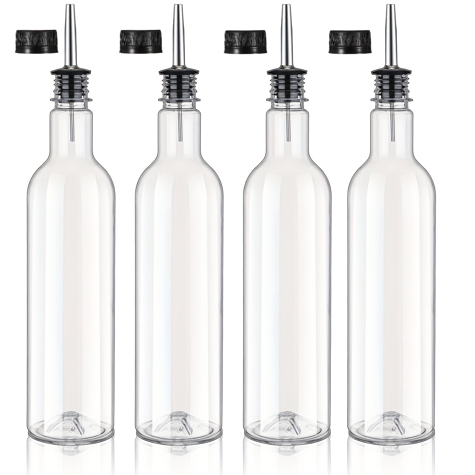 Set of Four 25-Ounce Leakproof Plastic Bottles with Long Neck and ...