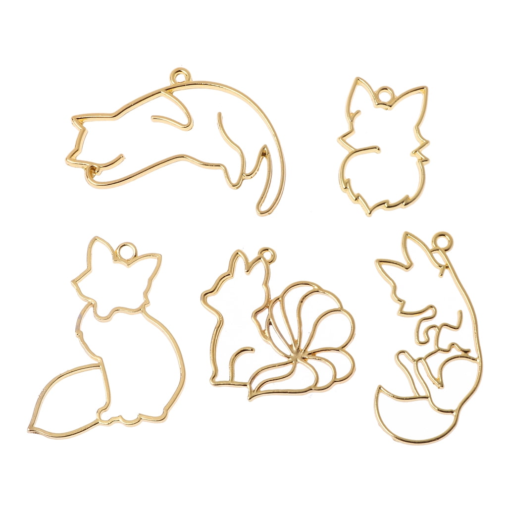 /Set Foxes Collection Metal Frame UV Resin Pendant Open Bezel Setting ...