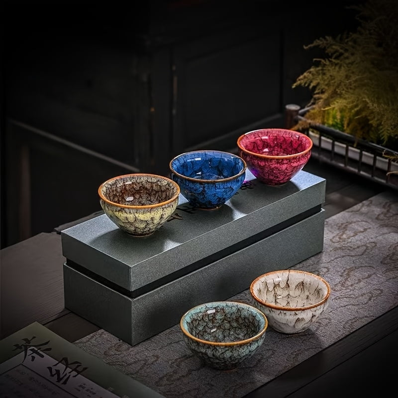 A Set Of Handmade Ceramic Tea Cups (five Pieces), Traditional Kiln ...