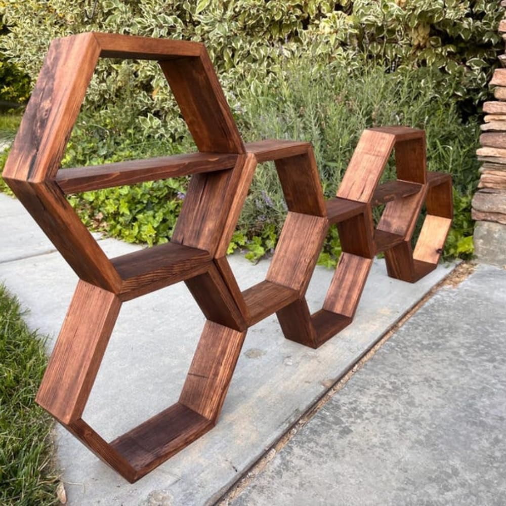 Set Hexagon Floating Shelf, Floating Shelves for Wall, Stylish Floating ...