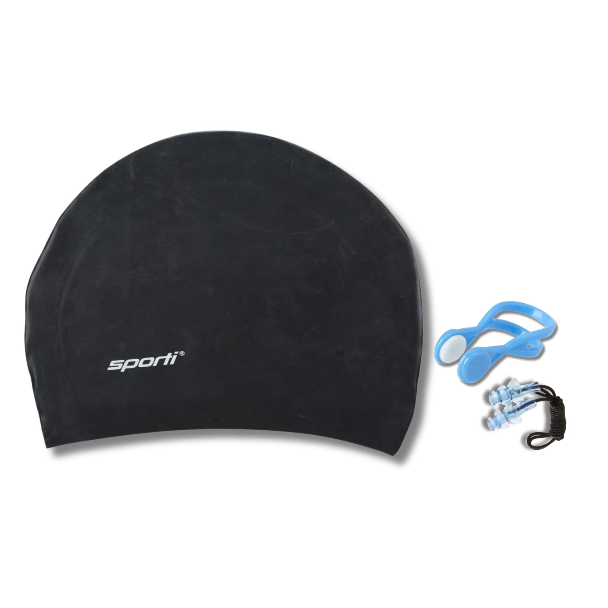 Set Long Hair Silicone Swim Cap , Ear Plug with String and Nose Clip II ...