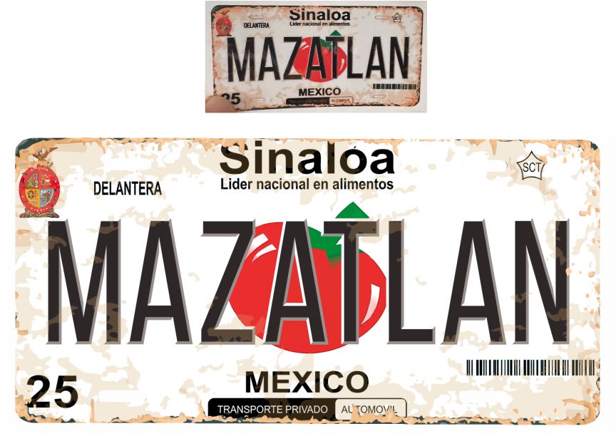 Set Mazatlan Sinaloa Mexico - Aluminum Novelty Vanity Plate Placa Sign ...