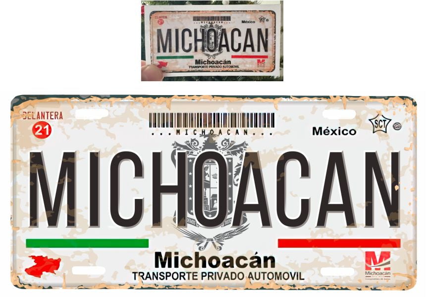 Set Michoacan Mexico - Aluminum Novelty Vanity Plate Placa Sign 6" x 12 ...