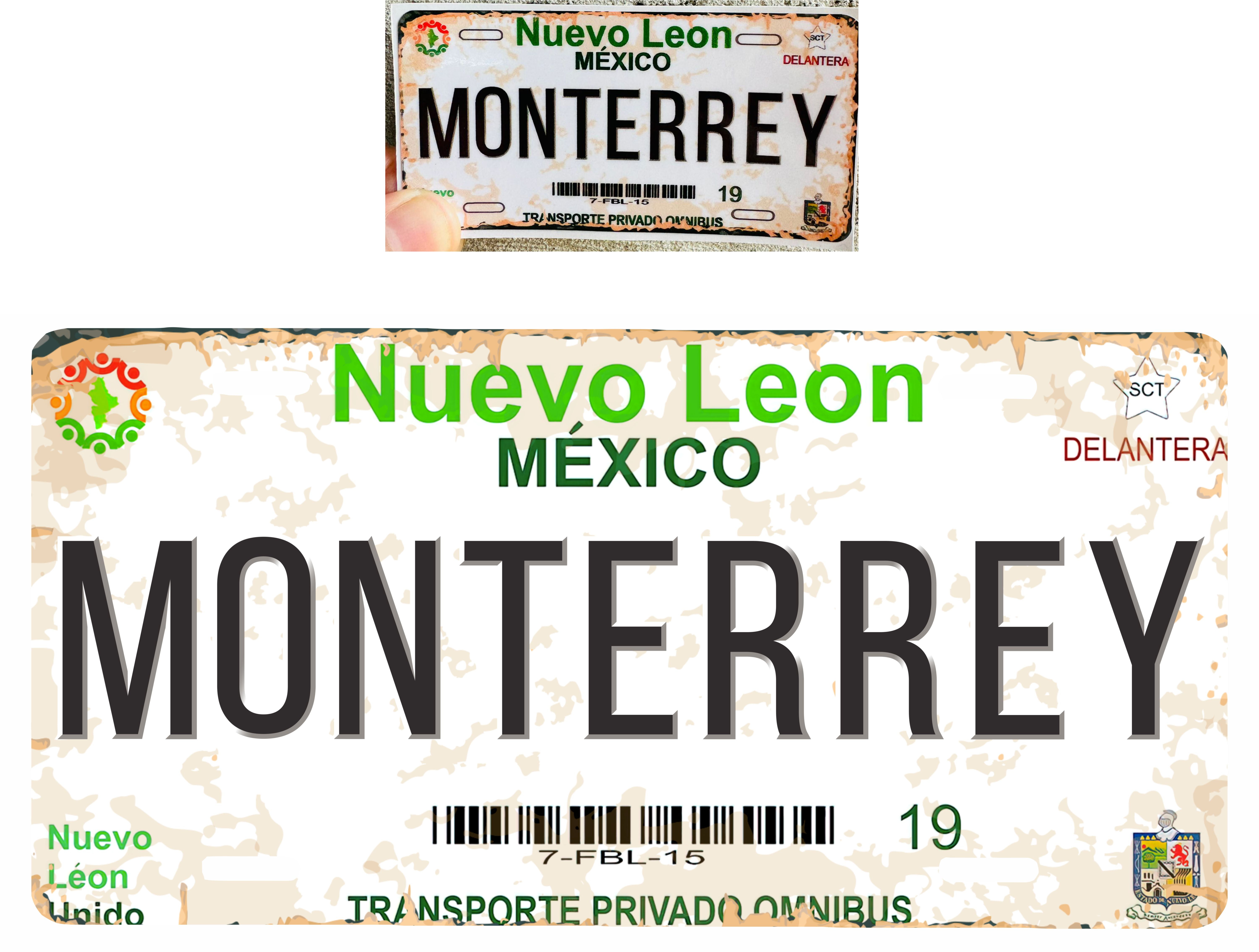 Set Monterrey Nuevo Leon Mexico - Aluminum Novelty Vanity Plate Placa ...