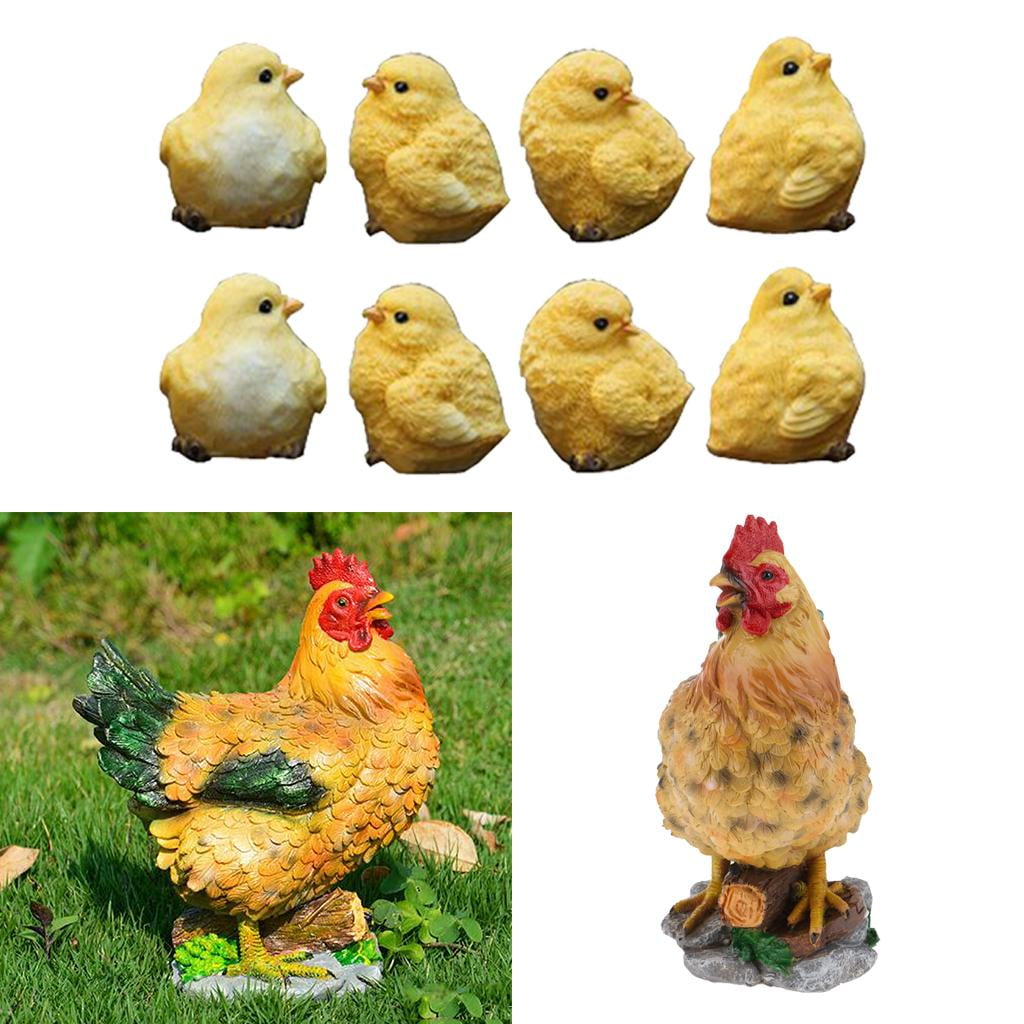 Set Of 1 Artificial Realistic Chicken And Hen Figure Outdo Home ...