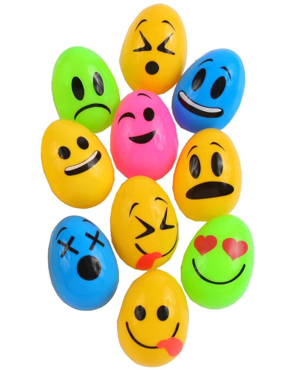 Set Of 10 Assorted Color Emoticon Emoji Face Easter Eggs Decorations ...
