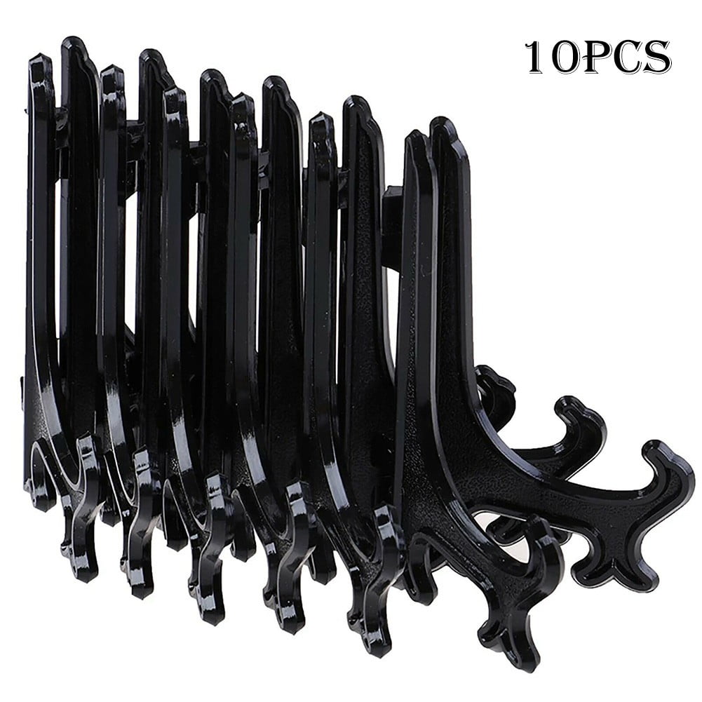 Set Of 10 Clear Plastic Easel Stands For Displaying Plates Bowls And ...