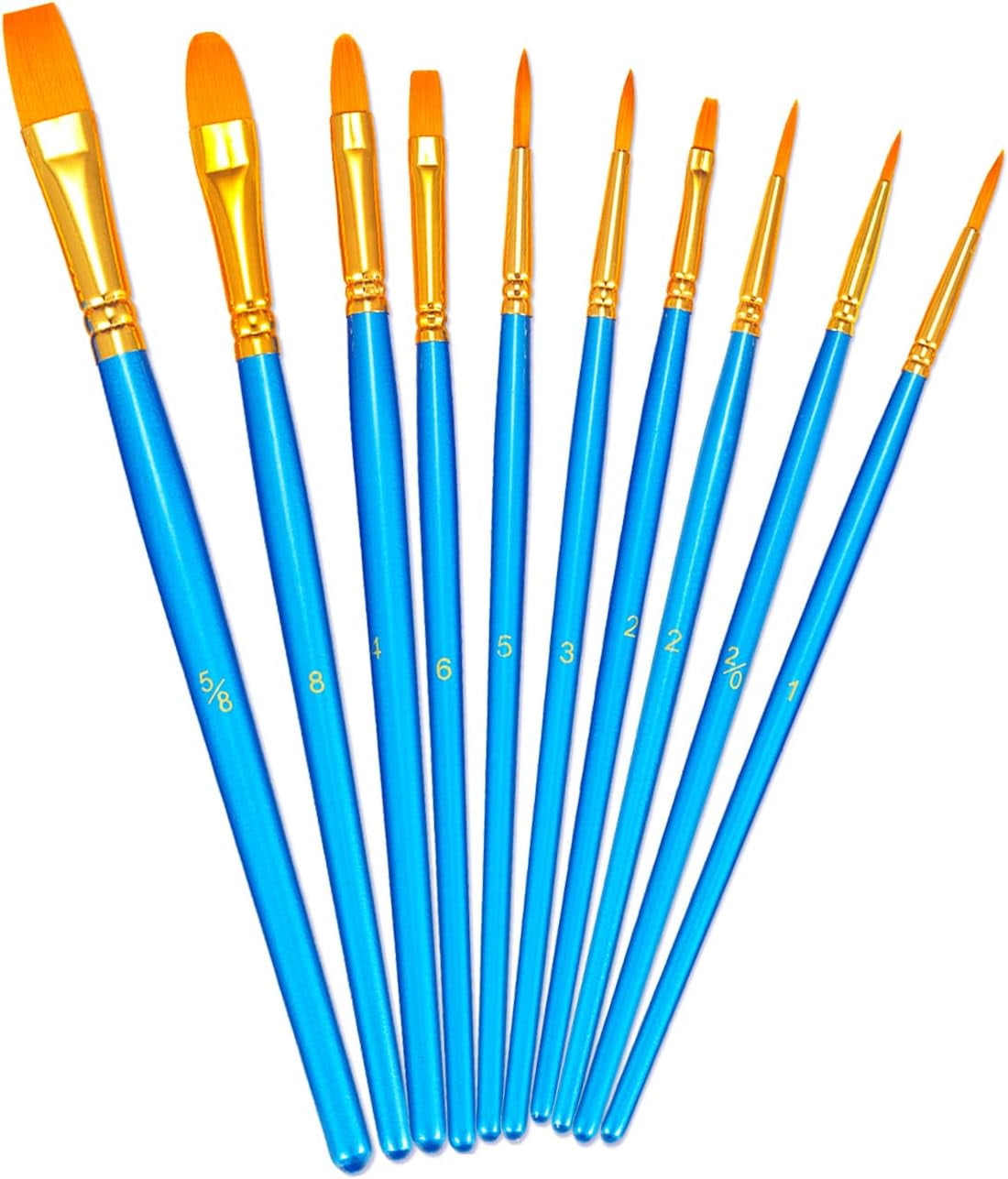Set Of 10 Paint Brushes, Round Pointed Paint Brushes, Nylon Artist ...