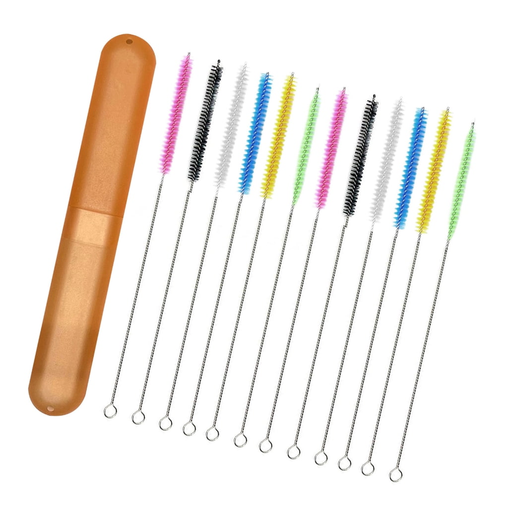 Set Of 10 Reusable Straw Brush Straw Cleaners With Steel Handle Cleaner ...