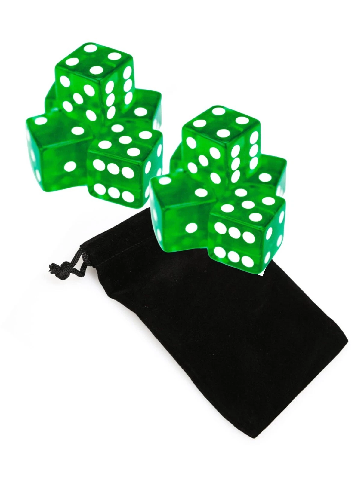 Set Of 10 Six Sided Square Translucent 16Mm D6 Dice - Green With White ...