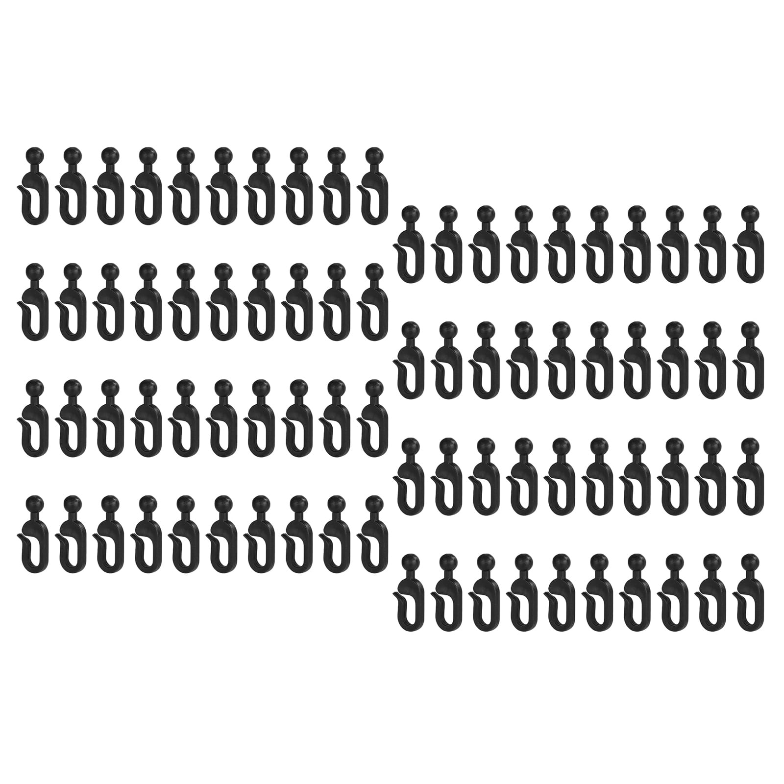 Set Of 100 Black Plastic Pergolas Hooks Unseamed Curtain Attachment ...