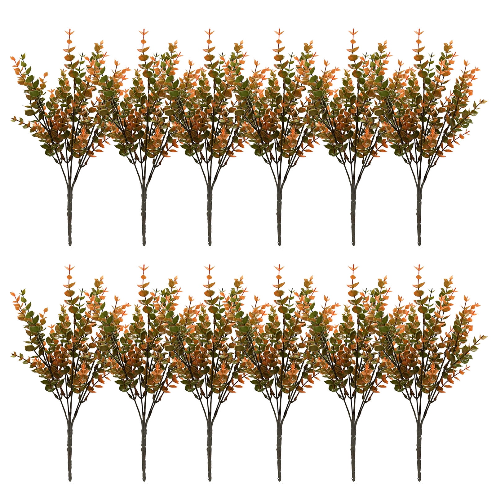 Set Of 12 Artificial Fall Leaf Branches Eucalyptuses Stems Table ...