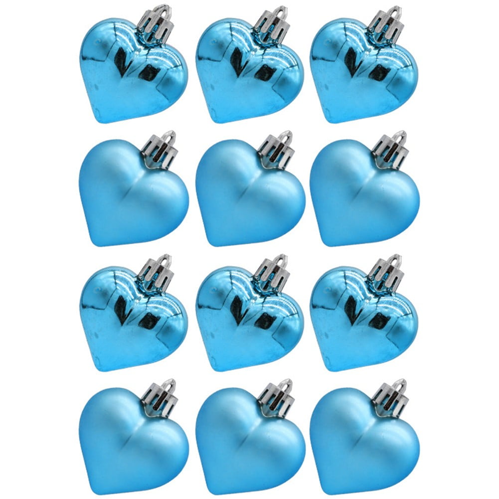 Set Of 12 Decorative Heart Shape Balls Ornaments For Holiday Trees And ...