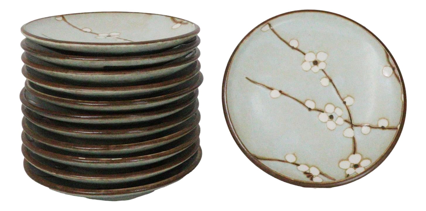 Set Of 12 Sakura Cherry Blossoms Japanese Porcelain Appetizer Dessert ...
