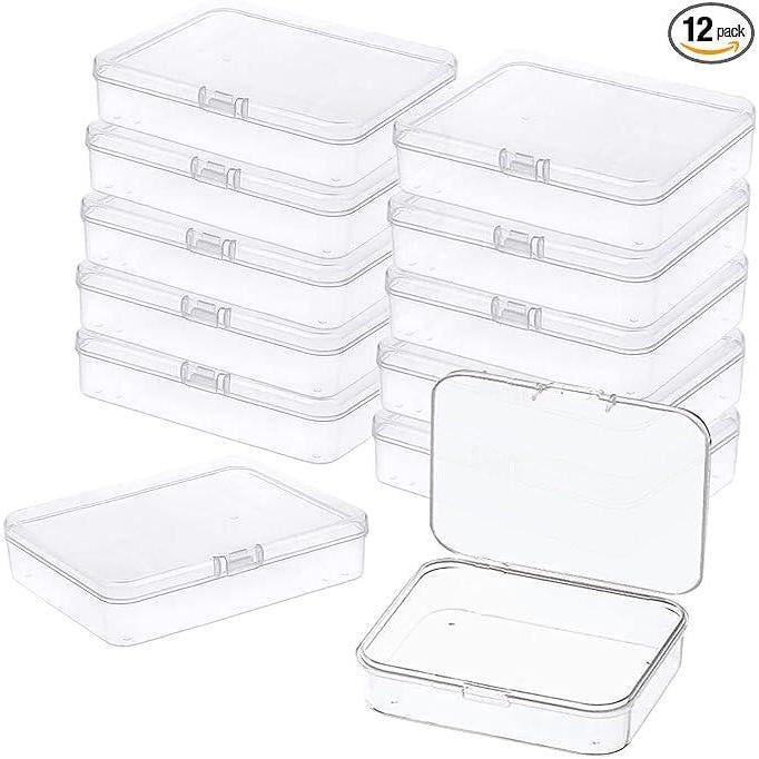 Set Of 12 Small Storage Containers, Clear Plastic Rectangular Boxes ...
