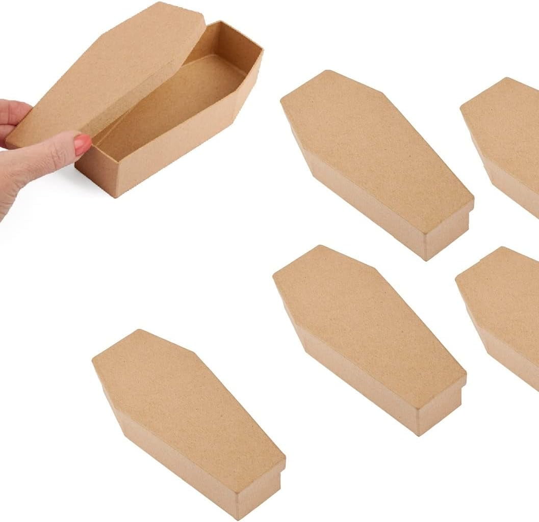 Set Of 12 Unfinished Paper Mache Coffin Boxes - Casket Shaped Boxes For ...