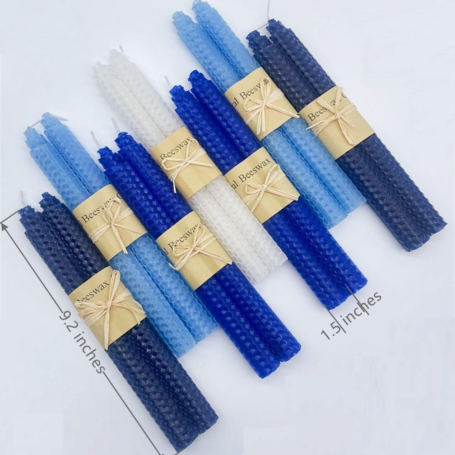 Set Of 14 Beeswax Taper Candles, 4 Colors, 9 Inch Dinner Candle Set ...