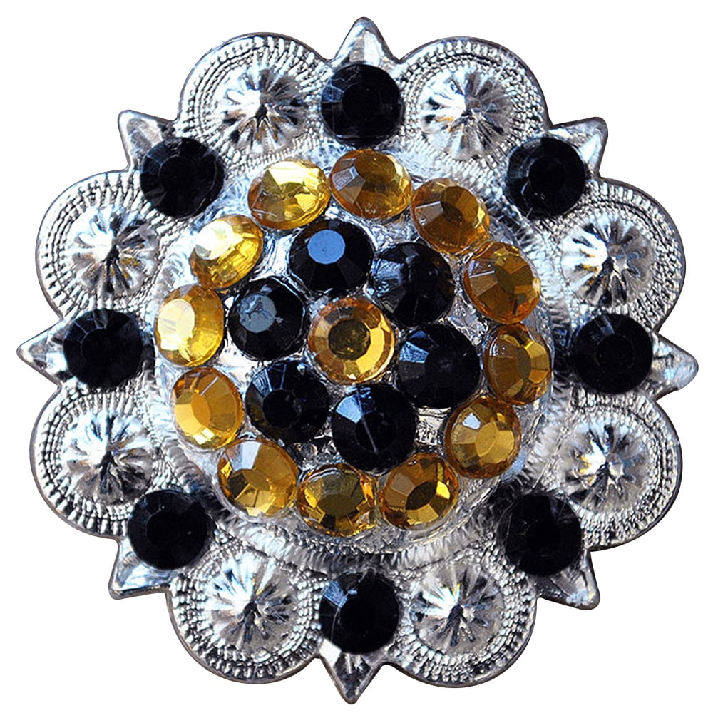 Set Of 16 Western Screw Back 2 In Concho Black & Citrine Crystal Berry ...