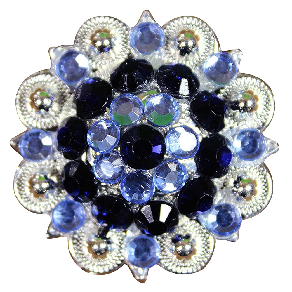 Set Of 16 Western Screw Back Concho Blue Black Crystal 1-14In Saddle ...