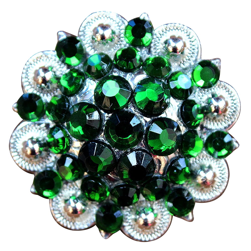 Set Of 16 Western Screw Back Concho Green Crystal 1-1/4In Saddle ...