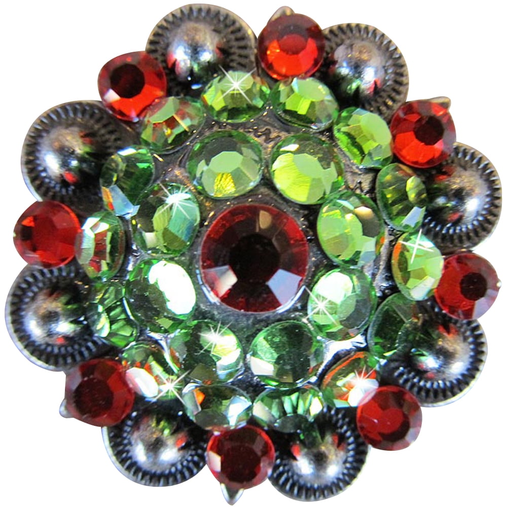 Set Of 16 Western Screw Back Concho Green Siam Crystal Bling Cowgirl ...