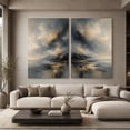 Set Of 2 Abstract Coastal Diptych Wall Art Prints, Stormy Blue Gray ...