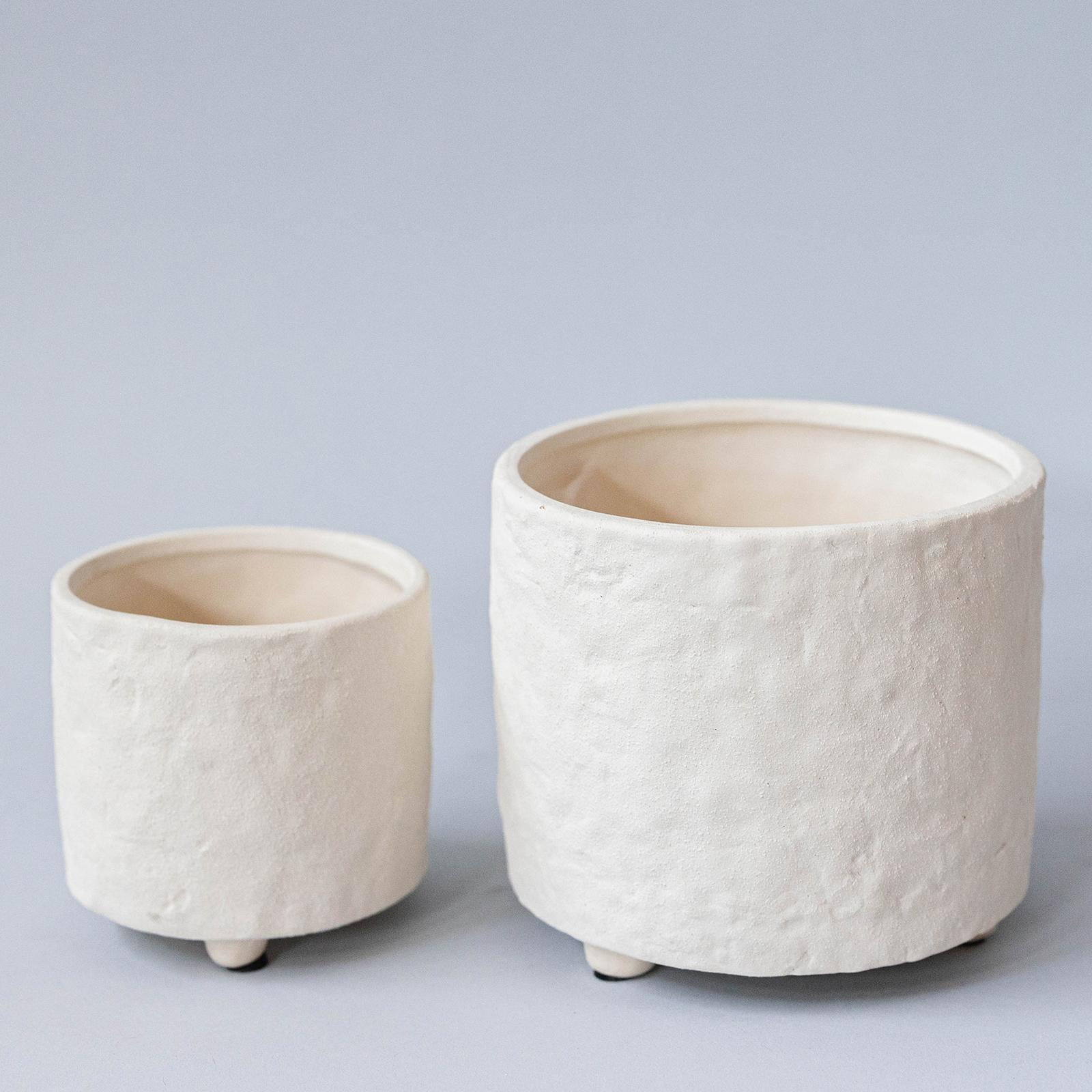 Set Of 2 Antique White Embossed Textured Surface Planters - Walmart.com