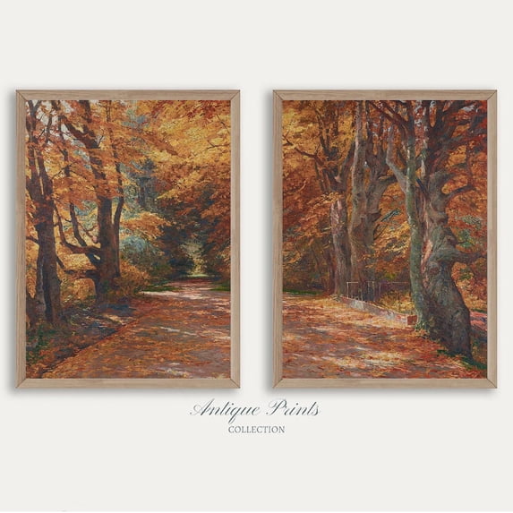 Set Of 2 Autumn Landscape Wall Art Prints, Vintage Fall Countryside ...