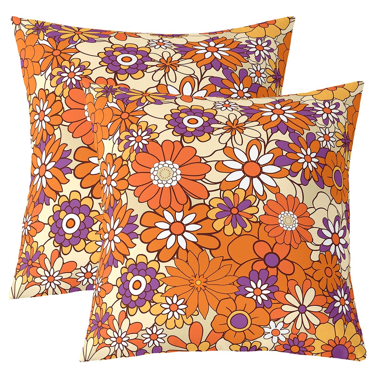 Set Of 2 Boho Floral 18x18 Inch Pillow Covers,Botanical Throw Pillow ...