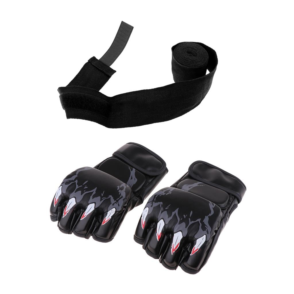 Set Of 2 Boxing Sparring Grappling With Black Half-finger Paw Pattern ...