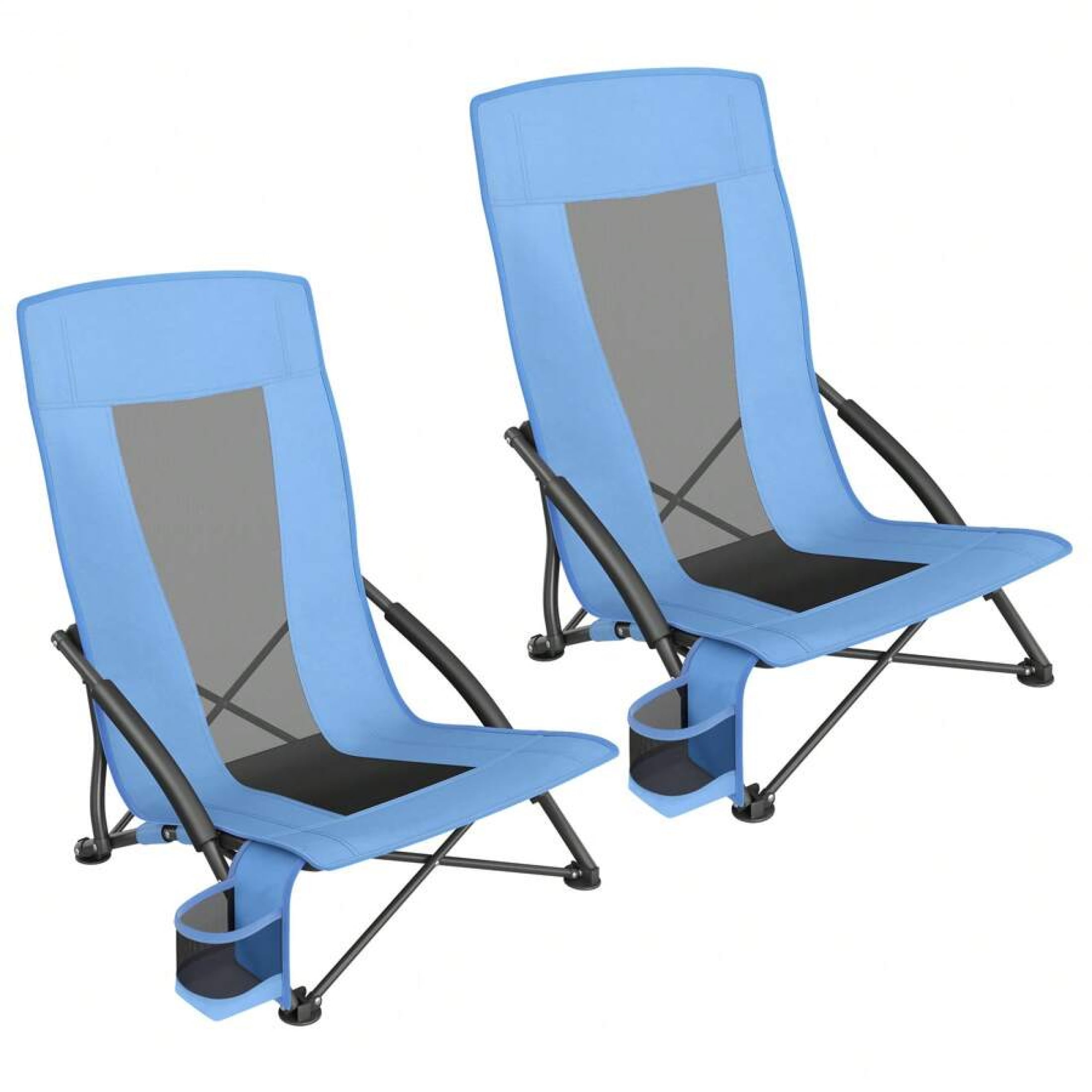 Set Of 2 Camping Chairs, Beach Chairs, Portable Outdoor Chairs, With ...