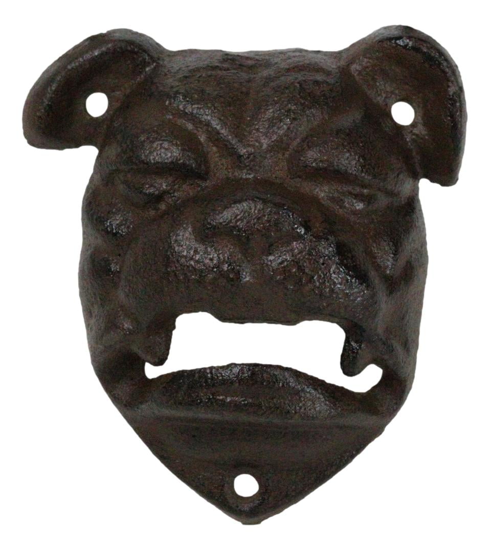 Set Of 2 Cast Iron Western Rustic Canine Dog Bulldog Wall Beer Bottle ...