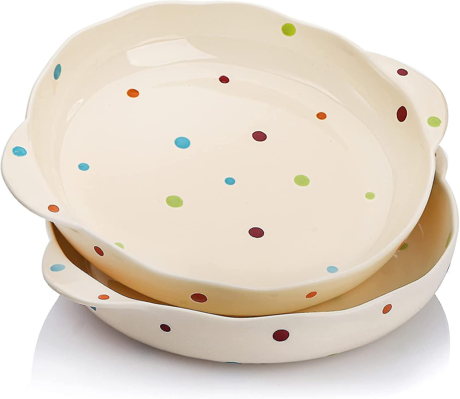 Set Of 2 Ceramic Pie Pan, 9 Inches Pie Plate For Baking, 42 Ounce Deep ...