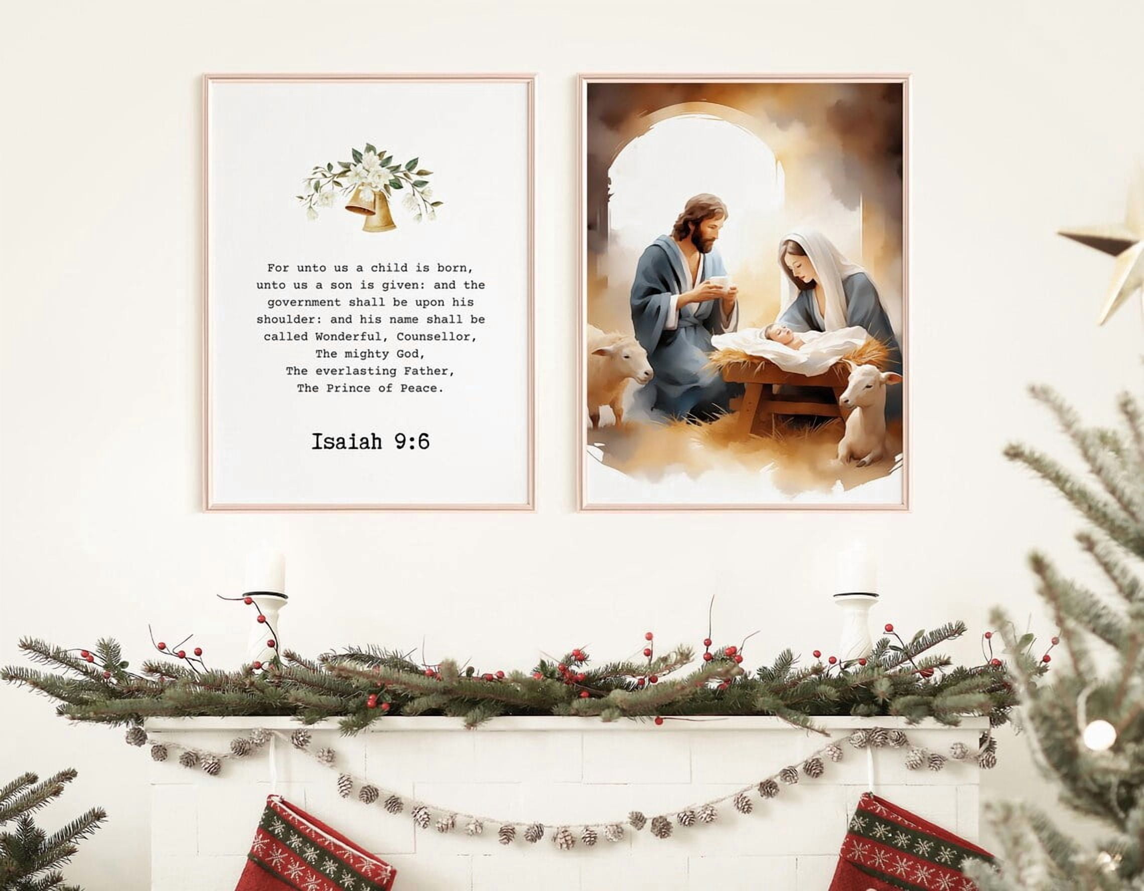 Set Of 2 Christmas Nativity Scene Birth Of Jesus Christian Faith ...