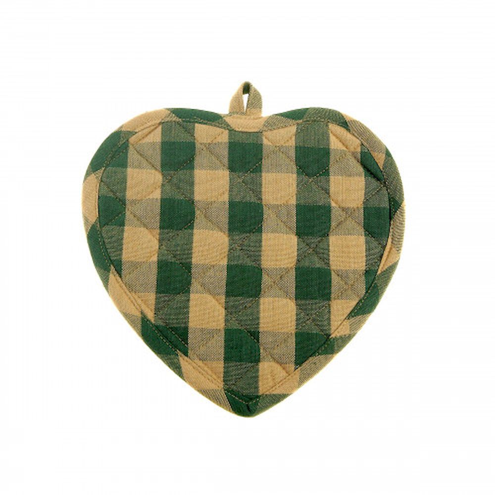 Set Of 2 Cotton Heart Shaped - Green Check Pot Holders - Walmart.com