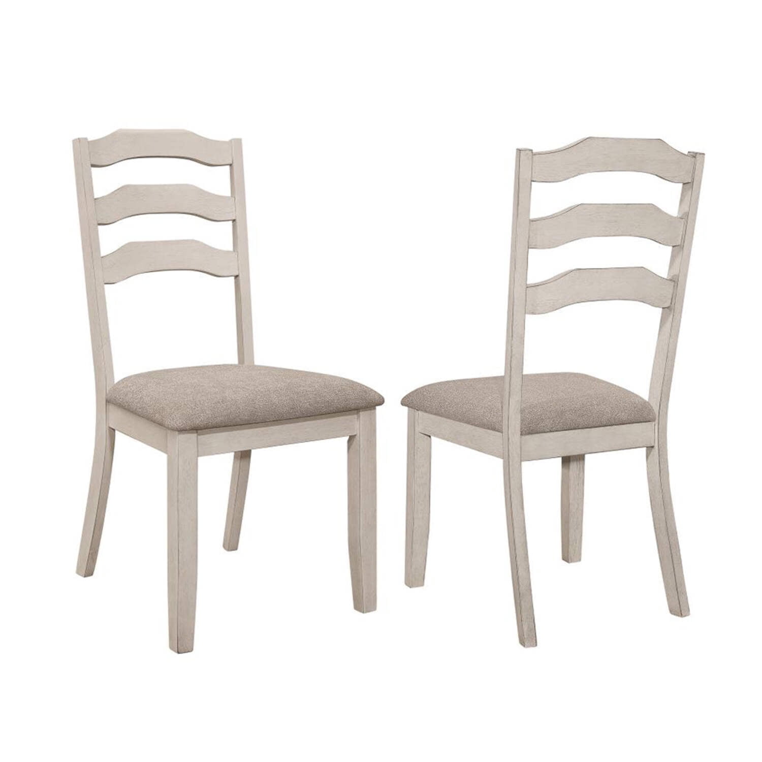 Set Of 2 Dining Chairs With Padded Seat, Rustic Cream Cream Dining Room ...