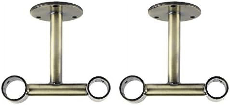 Set Of 2 Double Ceiling Brackets For Curtain Rod, Fits 1-Inch Front Rod ...