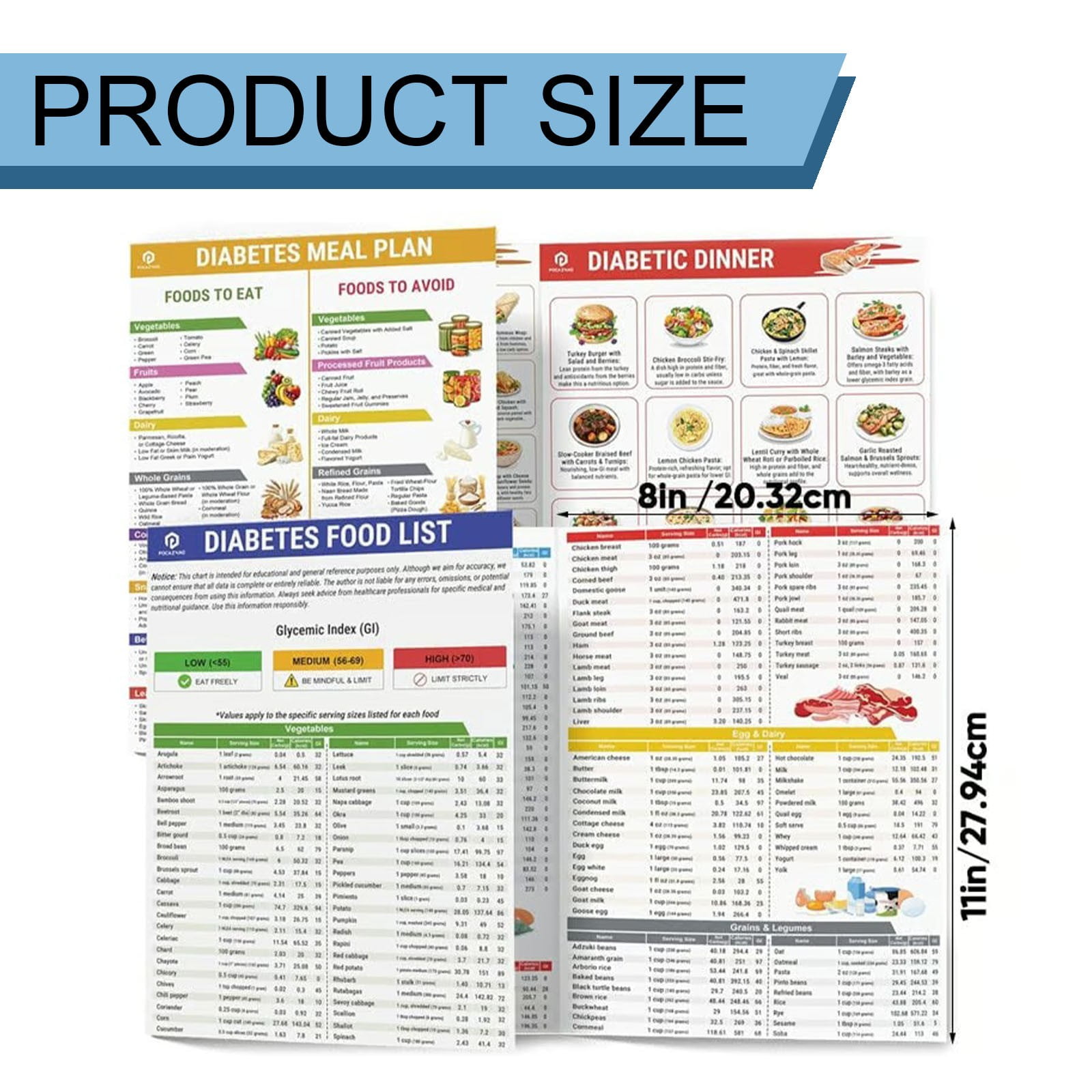 Set Of 2 Food List Laminated Meal Planner For W/Serving Size Food To ...