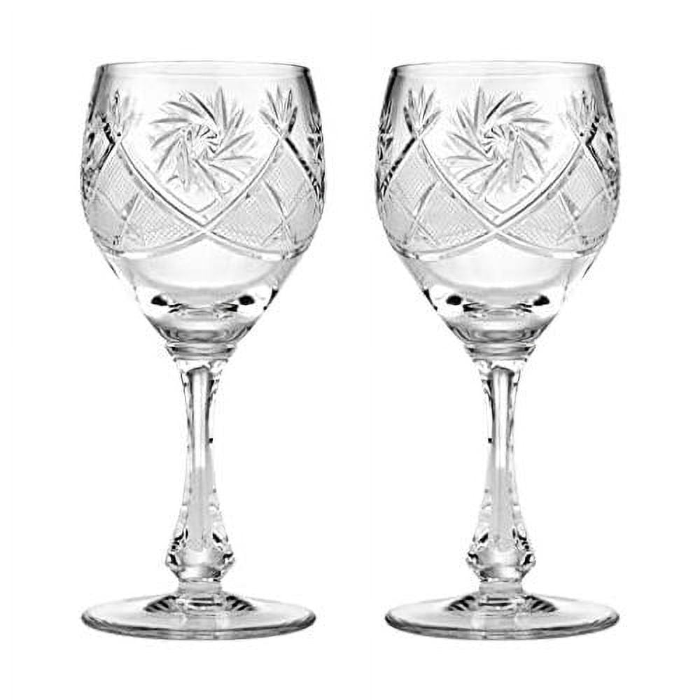 Set of 2 Hand Made Vintage Crystal Classic Wine Goblets on a Stem 7.75 ...