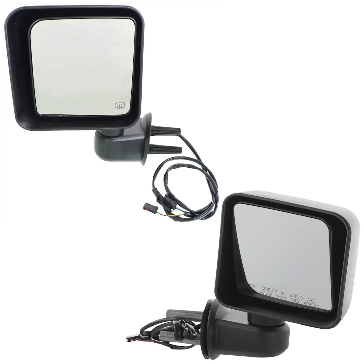 Set Of 2 Heated Side Mirrors for Jeep for Wrangler Jk, Textured Black ...