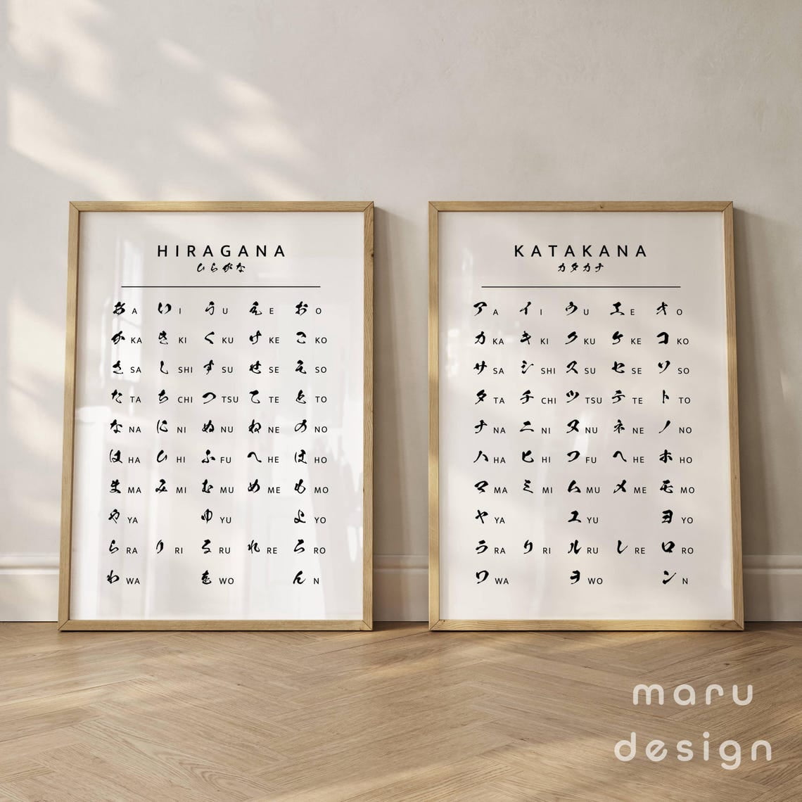Set Of 2 Hiragana And Katakana Chart Wall Art Prints, Japanese Language ...