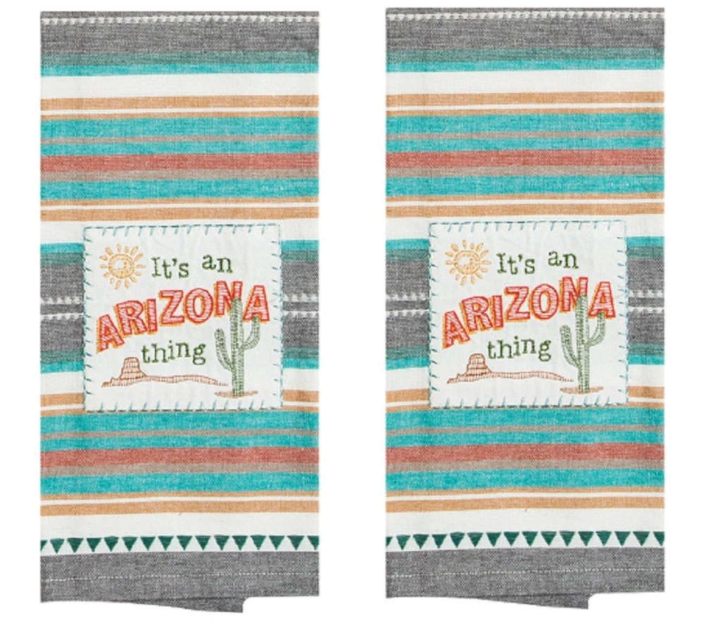 Set Of 2 Kay Dee Designs State Of Arizona Embroidered Applique Tea ...